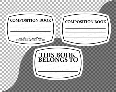 Composition Book Labels School Notebook Digital Paper Png Etsy