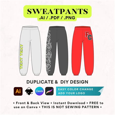 Sweatpants Tech Drawing Vector Jogger Streetwear Custom Clothing