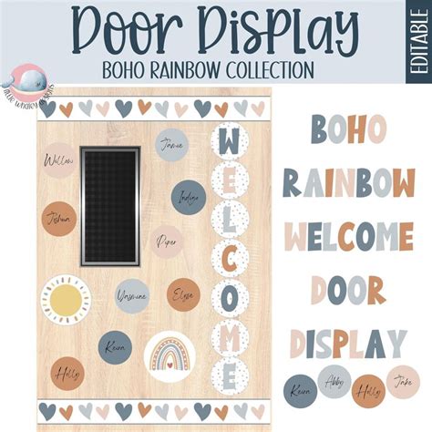 Boho Rainbow Classroom Door Display Editable Classroom Welcome Door