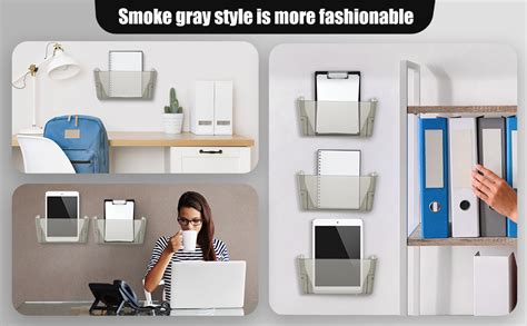 Colarr 8 Pcs Wall File Holder Organizer Plastic Wall Mount