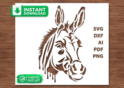 Donkey Jackass Head Stencil Design Vector Drawing Svg Dxf Jackass