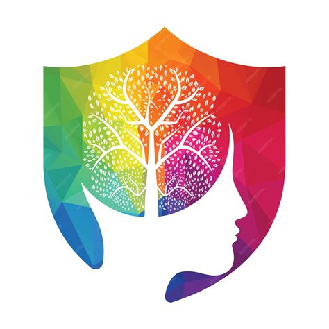 Premium Vector Female Head With Brain Tree Logo Concept Organic Brain