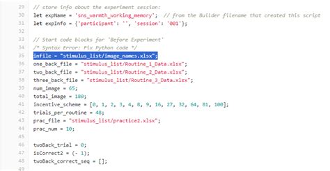 Referenceerror Infile Is Not Defined Online Experiments Psychopy