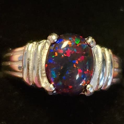 Black Cherry Opal Ring See Video For Red Fire 10x12mm Lab Etsy
