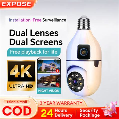 Binocular Light Ulb Camera 360 Degree Night Vision Connect To Cellphone