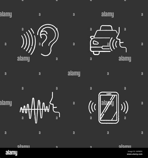 Speech Recognizing Chalk Icons Set Voice Control Idea Soundwave Voice Command Cab Order