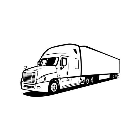 Semi Truck Side View Drawing