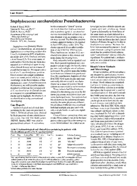 Pdf Staphylococcus Saccharolyticus Pseudobacteremia Keith Byron