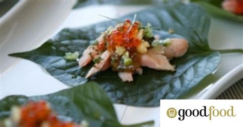 Mieng Kum With Smoked Trout Thai Betel Leaf Canapes