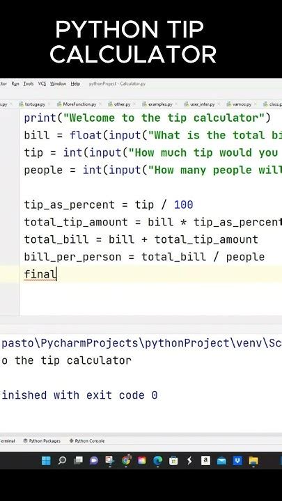 Python Programming Tip Calculator Shorts Code Programming Pythonprogramming Calculator