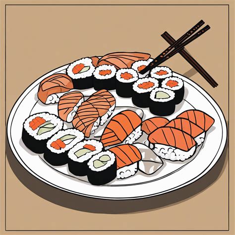 Fresh Sushi Platter With Chopsticks Vector Image Free Download