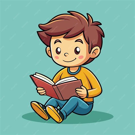 Premium Vector Cute Boy Deep In Reading Cartoon Vector Clipart