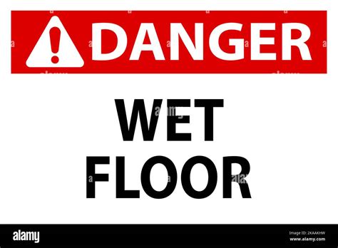 Danger Wet Floor Label Sign On White Background Stock Vector Image And Art Alamy