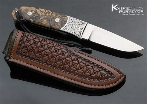 Bill Ankrom Custom Knife Gil Rudolph Engraved Spalted Hackberry Burl