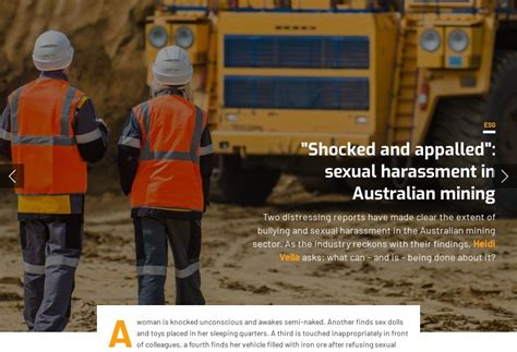 Shocked And Appalled” Sexual Harassment In Australian Mining Mine