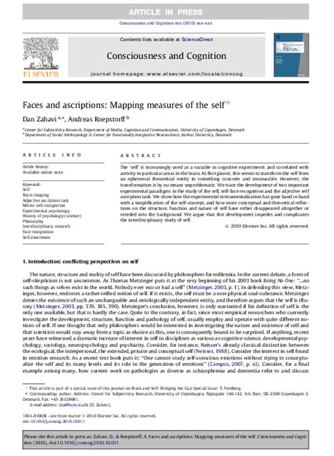 Pdf Faces And Ascriptions Mapping Measures Of The Self