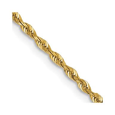 14k Yellow Gold 14 Inch 185mm Diamond Cut Quadruple Rope Lobster Clasp