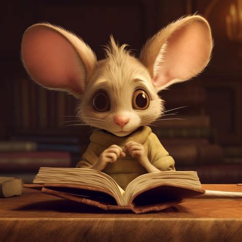 Premium Ai Image Jerboa Cartoon Reading Book With Subtle Shading Style