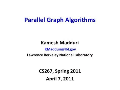 Ppt Parallel Graph Algorithms Powerpoint Presentation Free Download