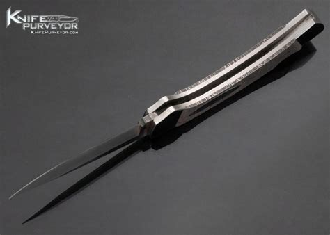 Drew Custom Knife Double Action Covert Escutcheon Release Damascus Lockback Automatic Knife