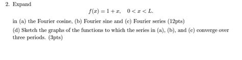 Solved Expandfx1x0in A ﻿the Fourier Cosine B
