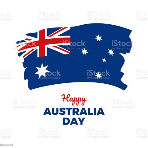 Happy Australia Day Poster With Australian Grunge Flag Vector Stock