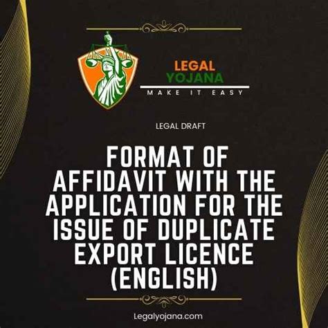 Format Of Affidavit With The Application For The Issue Of Duplicate