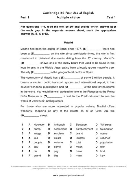 B2useofenglishtest01 Pages 2 5 Pdf Madrid