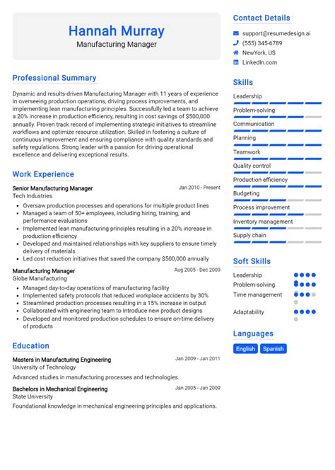 20 Production Manager Resume Examples And Templates For 2024