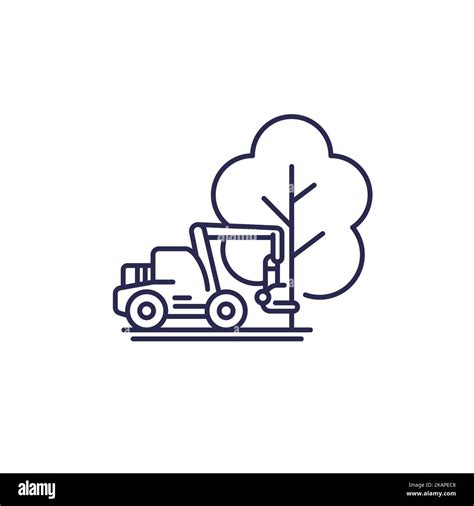 Deforestation Line Icon With Forest Harvester Stock Vector Image And Art