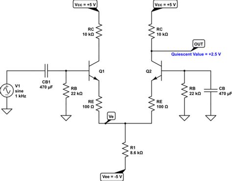 Differential Amplifier Circuit By Using Transistors