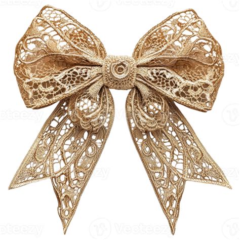 Elegant Gold Lace Ribbon Bow With Intricate Vintage Design 59031752 Png