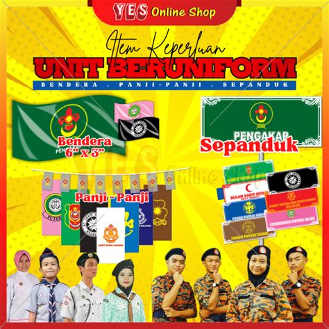 Ready Stock Bendera Unit Beruniform Panji Sepanduk Papan Perbarisan School Unifrom