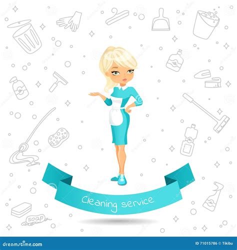 Muchacha De Servicio De La Limpieza Ilustración Del Vector