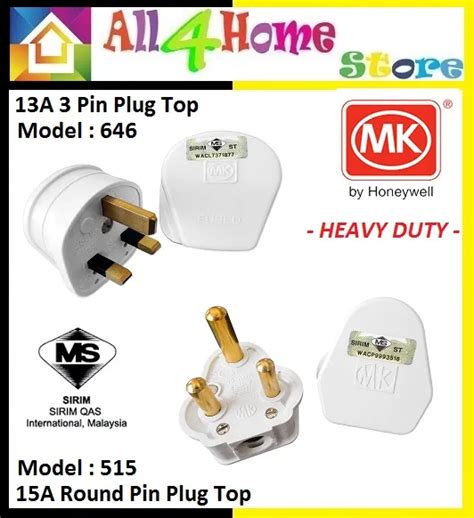 Mk Honeywell 15a Round Pin Plug Top 515 13a 3 Pin Plug Top 646