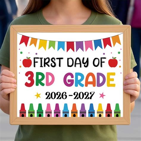 Printable First Day Of 3rd Grade Sign Class Of 2026 2027 Digital