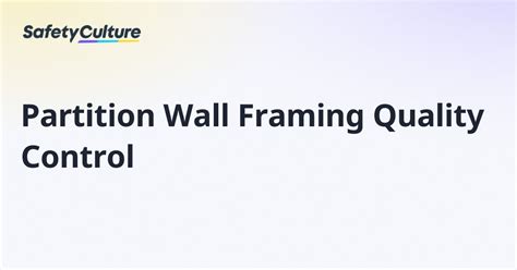 Partition Wall Framing Quality Control Free Template