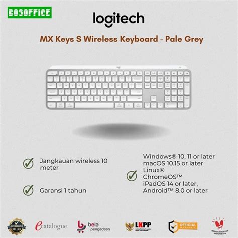 Jual Wireless Keyboard Logitech Mx Keys S Pale Grey Tangerang Multi Solution Marketing