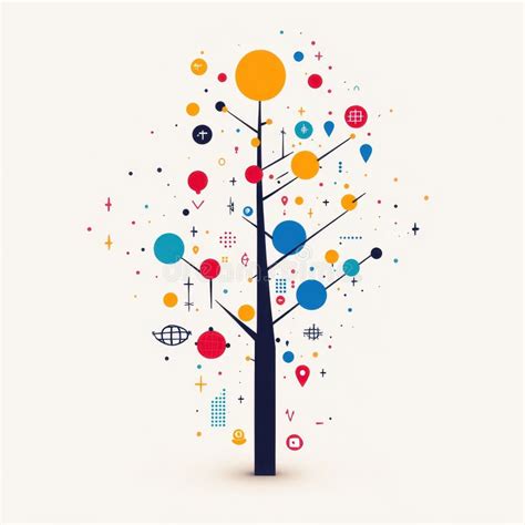 Abstract Tree Infographic With Network Connections And Data Symbols