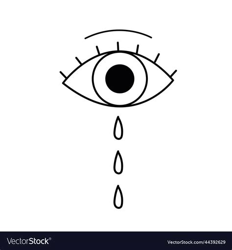 Isolated Opened Eye With Tears Esoterism Sketch Vector Image