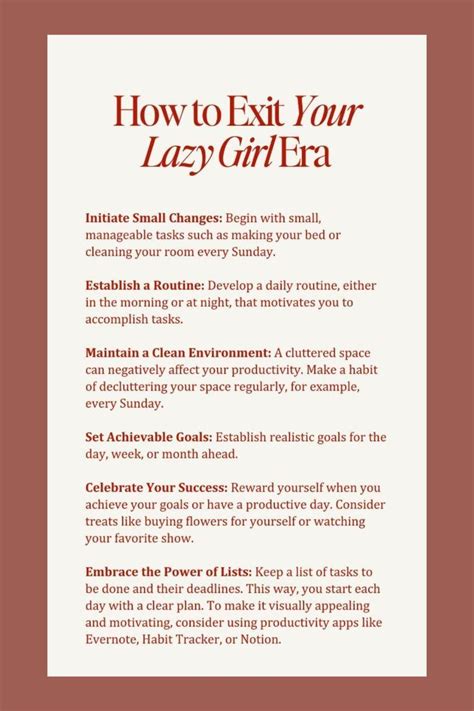 How To Exit Your Lazy Girl Era Self Improvement Tips Practicing Self Love Positive Self