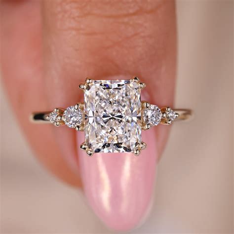 Radiant Cut Diamond Ring 5 Stone Setting