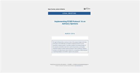 Implementing Echr Protocol 16 On Advisory Opinions Open Society