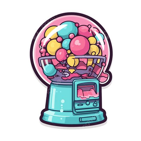 클립 아트에 플라스틱 공이 있는 만화 껌 기계 벡터 고립 된 만화 풍선 껌 기계와 스티커 디자인 상표 Png 일러스트 및 벡터 에 대한 무료 다운로드 Pngtree