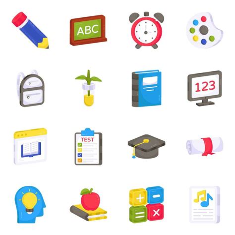 Pack Of Education Flat Icons 36886236 Vector Art At Vecteezy