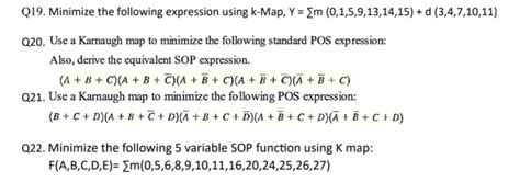 Q19 Minimize The Following Expression Using K Map Y ∑m 01591314