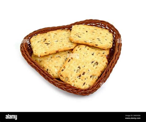 Multigrain Flatbread Crackers Isolated On A White Background Stock