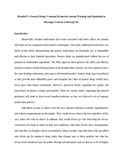 Branded Vs Generic Drugs Delatongadios Final Na Ini Pdf Generic