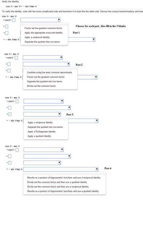 Solved Verify The Identity Cos Theta Sec Theta Sin