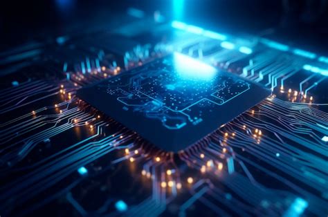 Cpu 고급 중앙 처리 장치 개념 네트워크 보안 마더보드 칩 기술 과학 배경 Ai 생성 선택적 포커스 프리미엄 사진